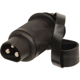 Auxiliary Male 3 Pin Plug, Black Plastic for Tractors, Trailers, Quad ...